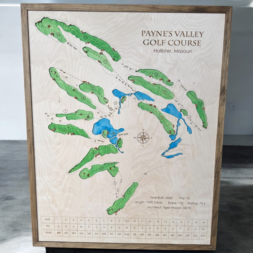 3D Laser Carved Map of Payne's Valley Golf Course | Sontoya Station